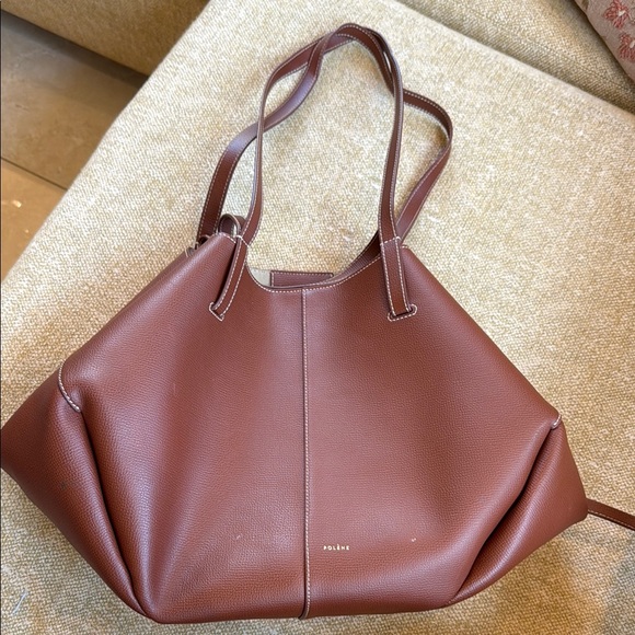 Polene | Bags | Polene Cyme Cognac Leather Tote Bag | Poshmark